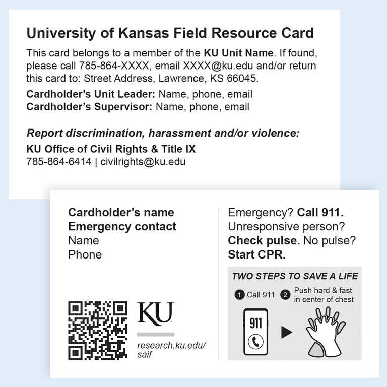 Safe & inclusive fieldwork card template | Office of Research